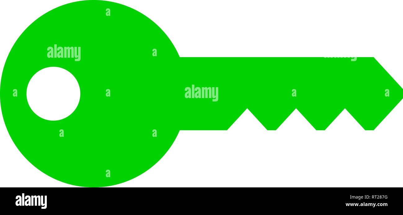 Key symbol icon - green simple, isolated - vector illustration Stock ...