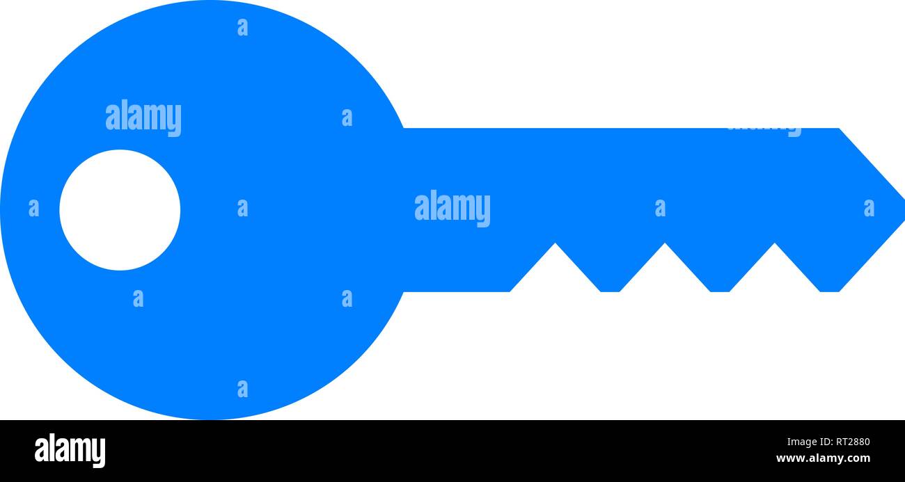 Key symbol icon - blue simple, isolated - vector illustration Stock ...