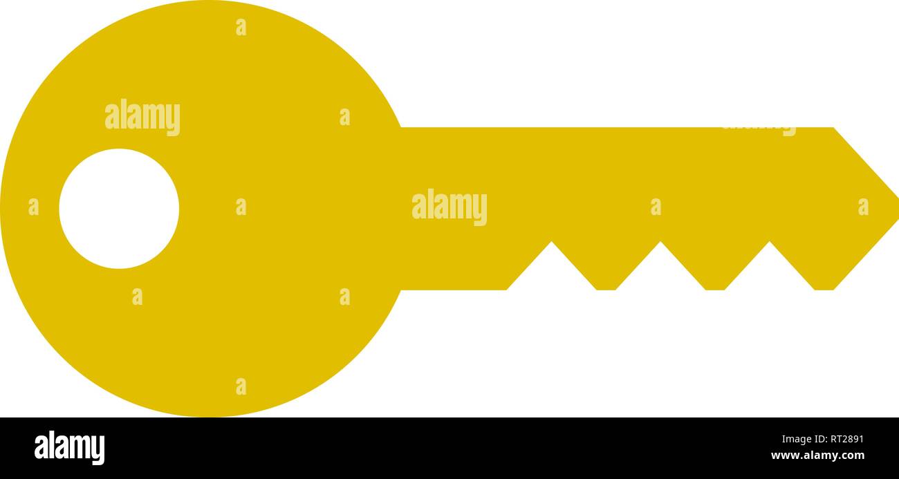 Key symbol icon - golden simple, isolated - vector illustration Stock ...