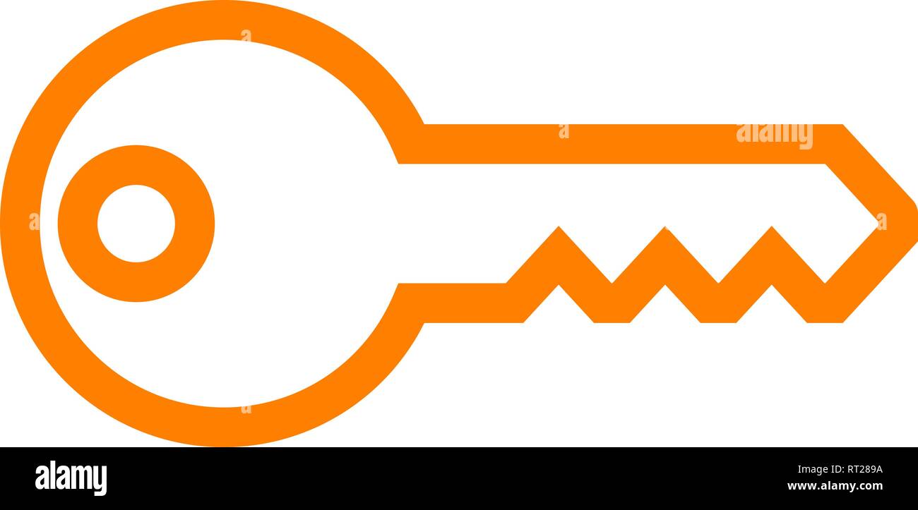 Key symbol icon - orange simple outline, isolated - vector illustration ...