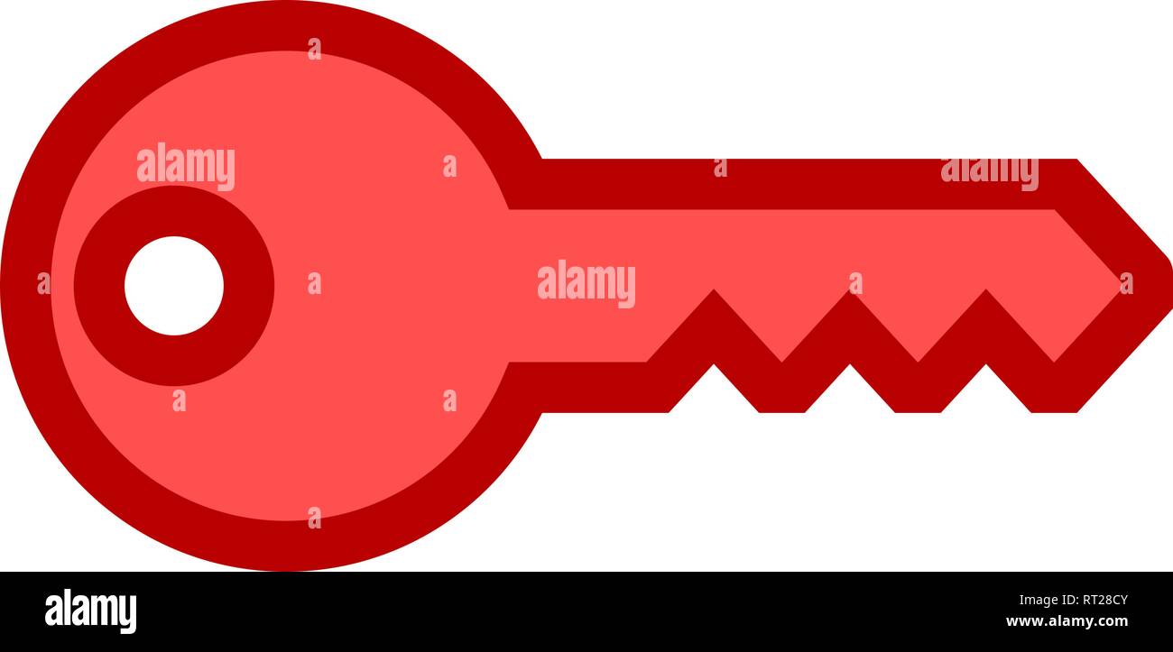 Key symbol icon - red with outline, isolated - vector illustration ...