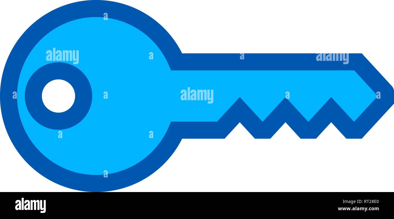 Key symbol icon - blue with outline, isolated - vector illustration ...