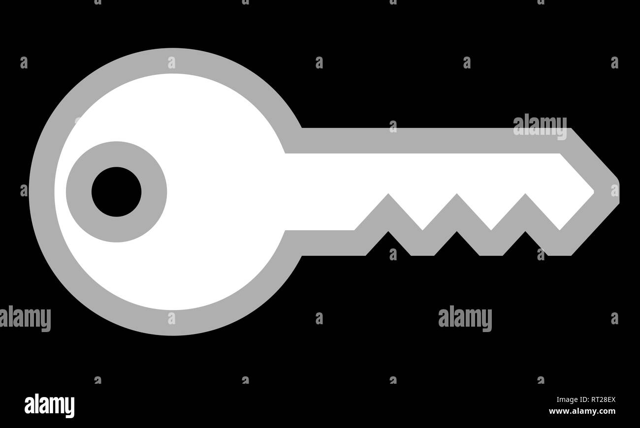 Key symbol icon - white with outline, isolated - vector illustration ...