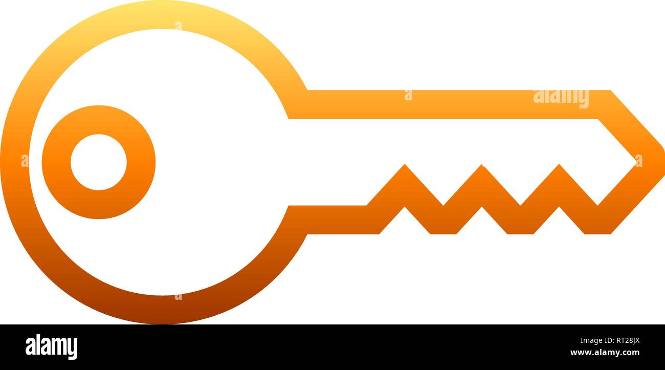 Key symbol icon - orange gradient outline, isolated - vector ...
