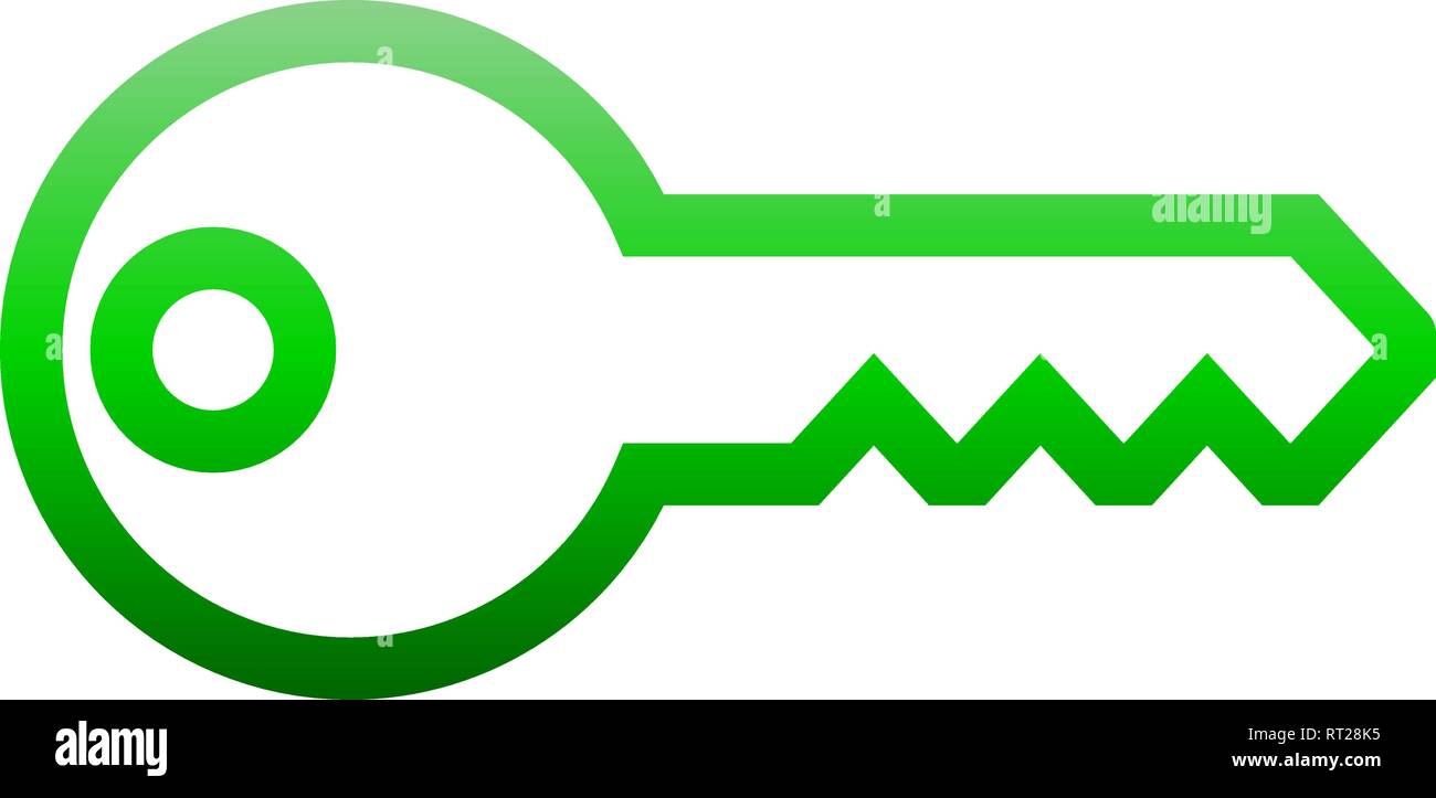 Key symbol icon - green gradient outline, isolated - vector ...