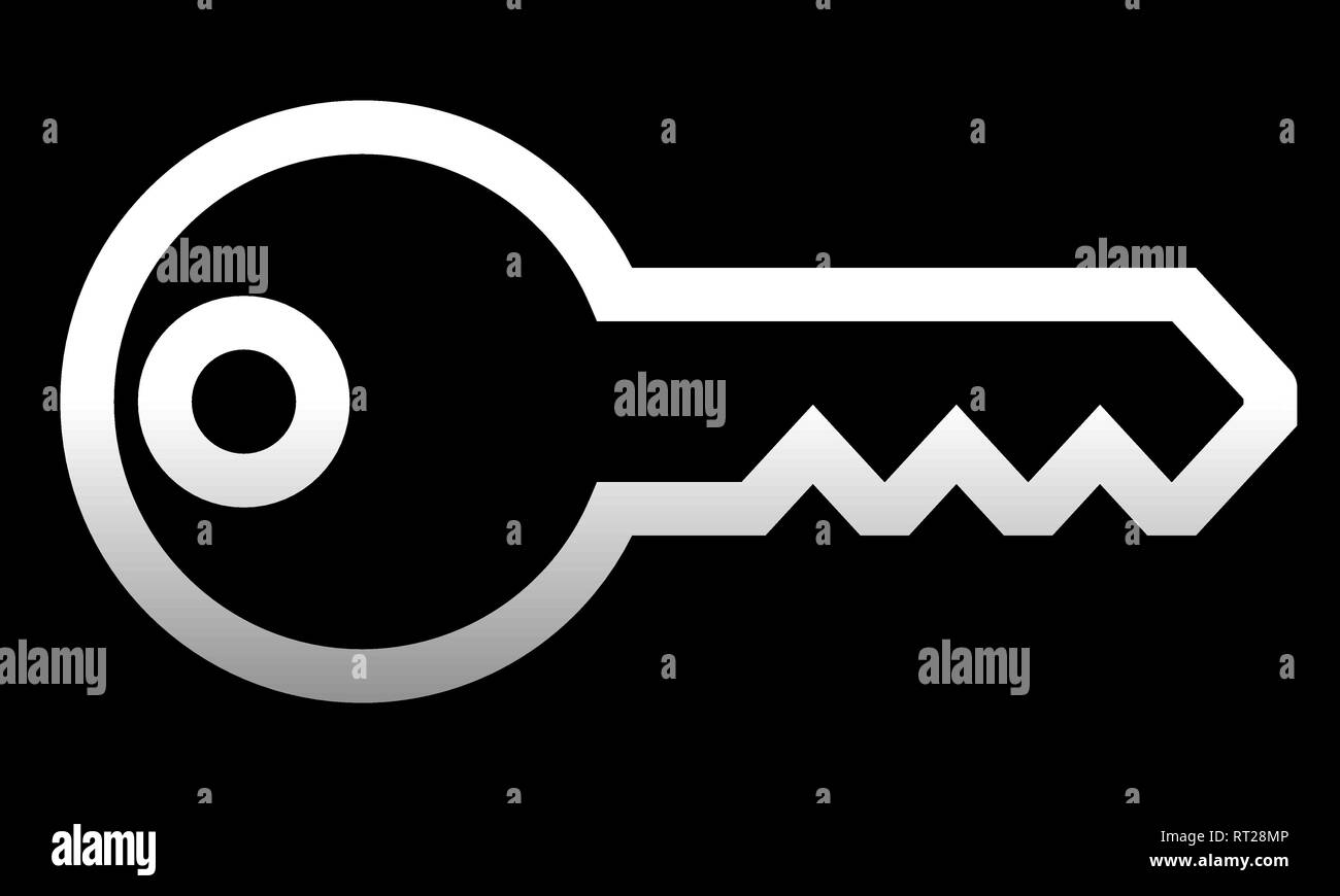 Key symbol icon - white gradient outline, isolated - vector ...