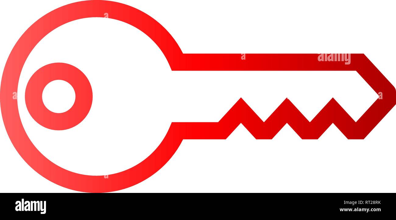 Key symbol icon - red gradient outline, isolated - vector illustration ...