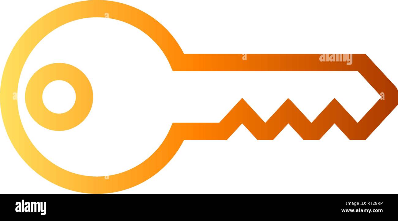 Key symbol icon - orange gradient outline, isolated - vector ...