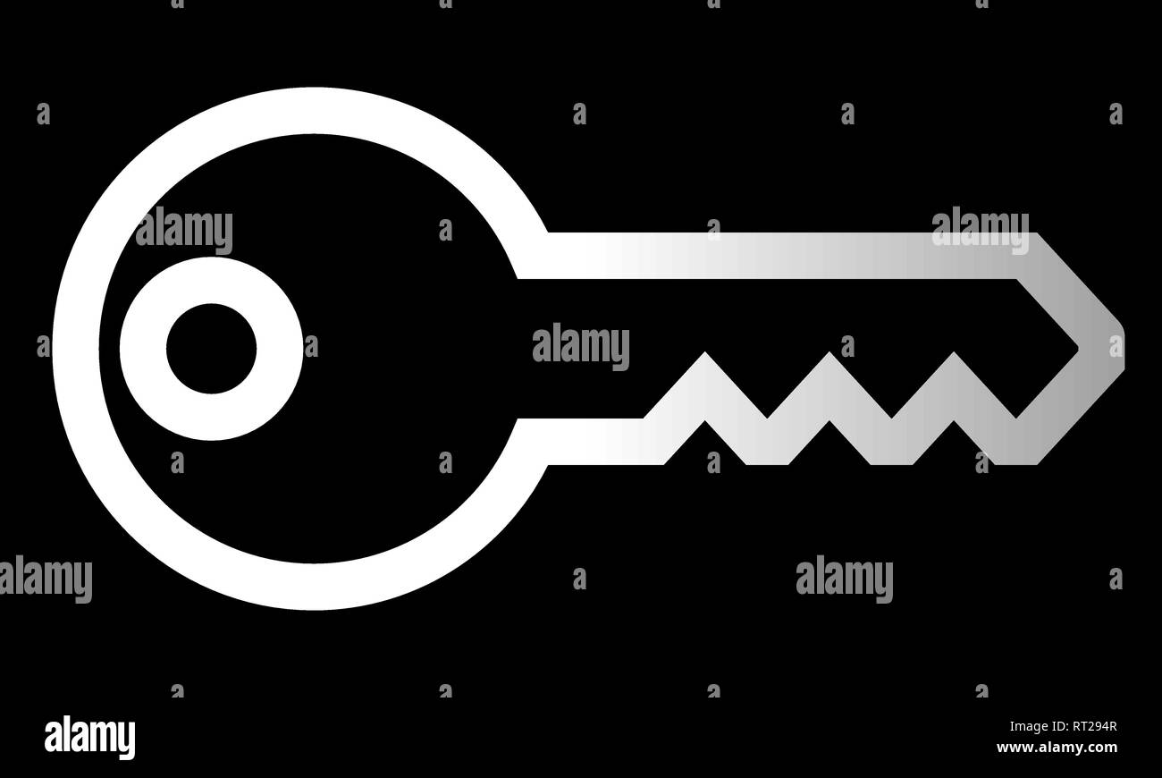 Key symbol icon - white gradient outline, isolated - vector ...