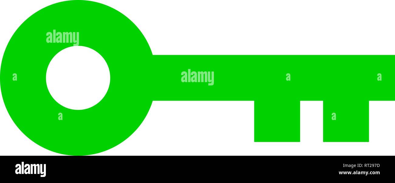 Key symbol icon - green simple, isolated - vector illustration Stock ...