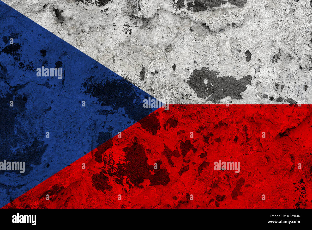 Czech Republic flag on old wall. Patriotic grunge background. National ...