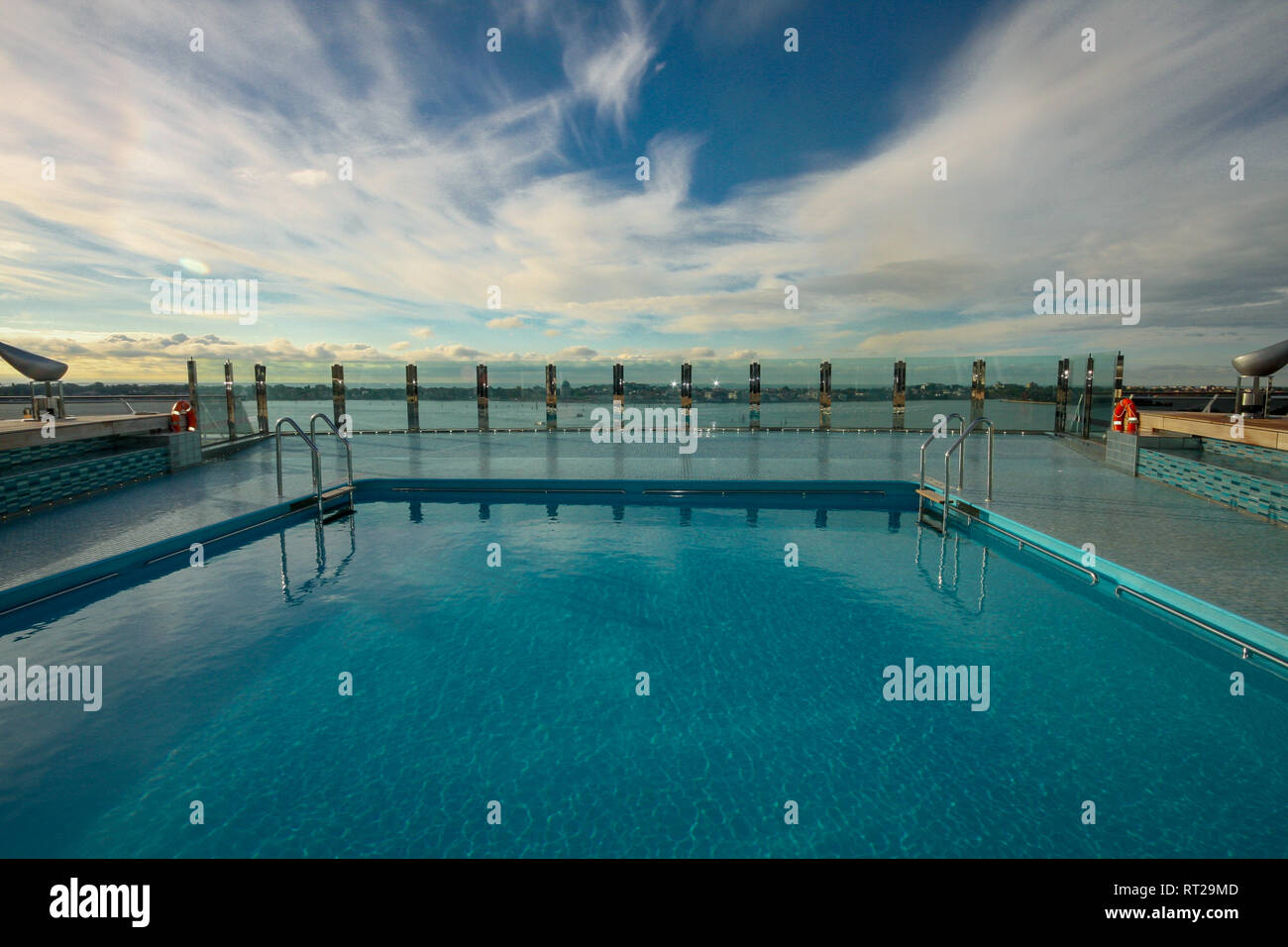 swimming pool on the ship and the city of venice Stock Photo - Alamy