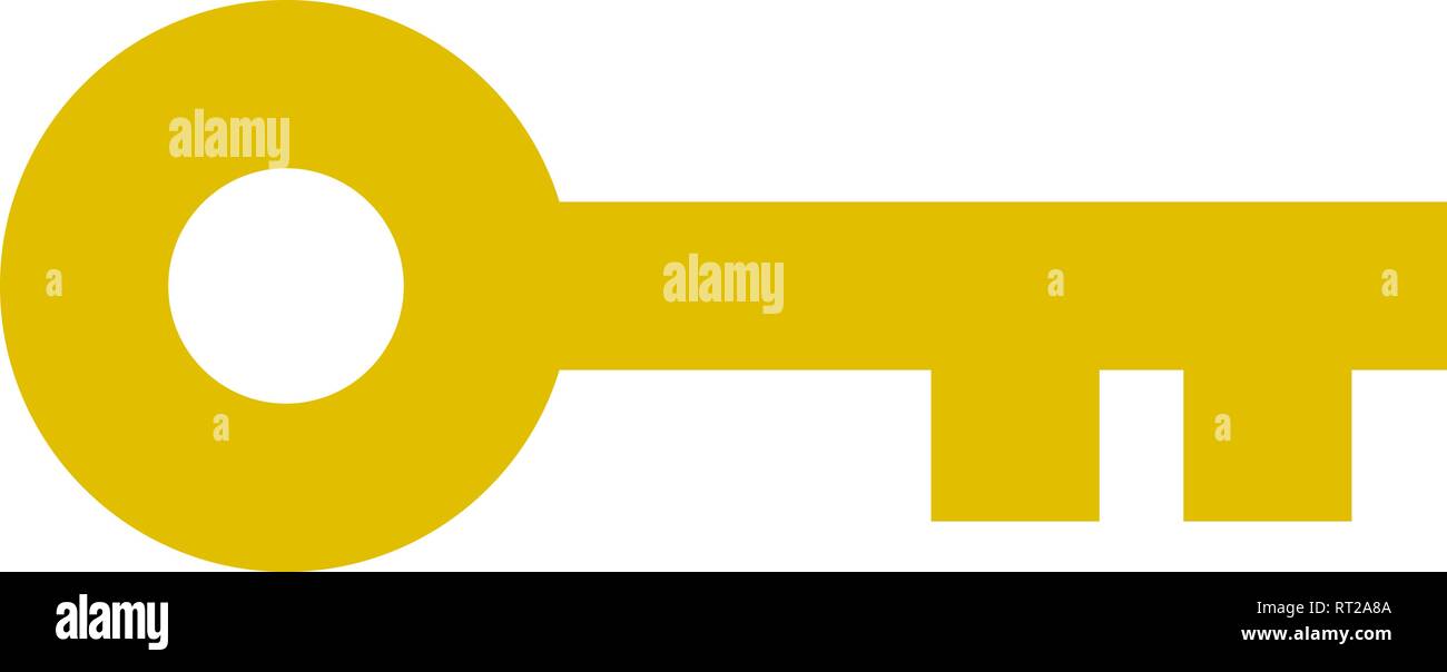 Key symbol icon - golden simple, isolated - vector illustration Stock ...