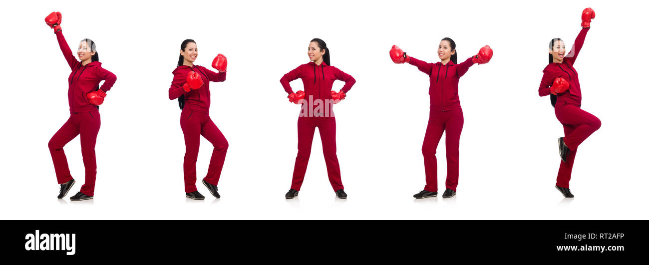 Woman boxer isolated on the white Stock Photo - Alamy