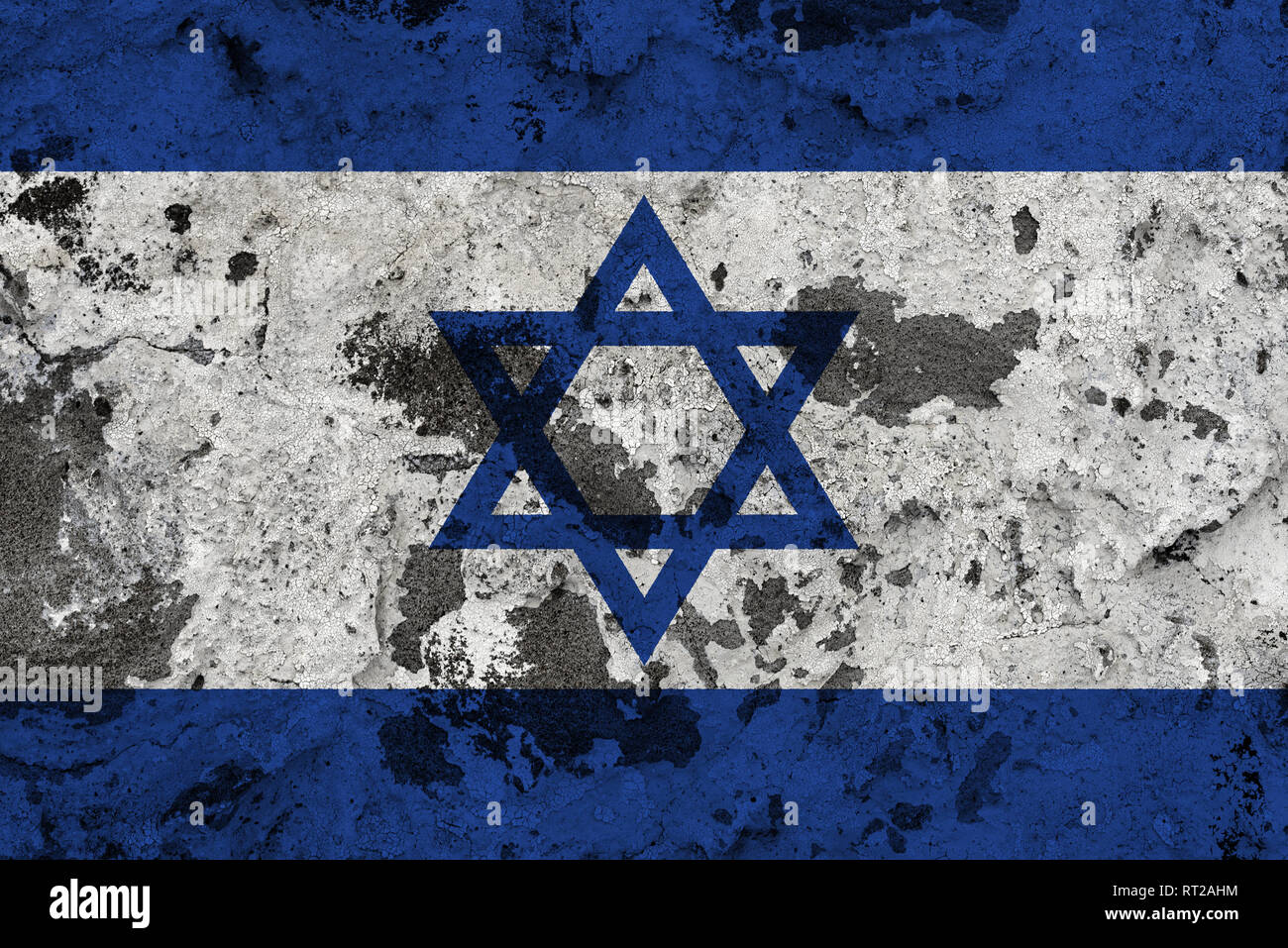 Israel flag on old wall. Patriotic grunge background. National flag of ...