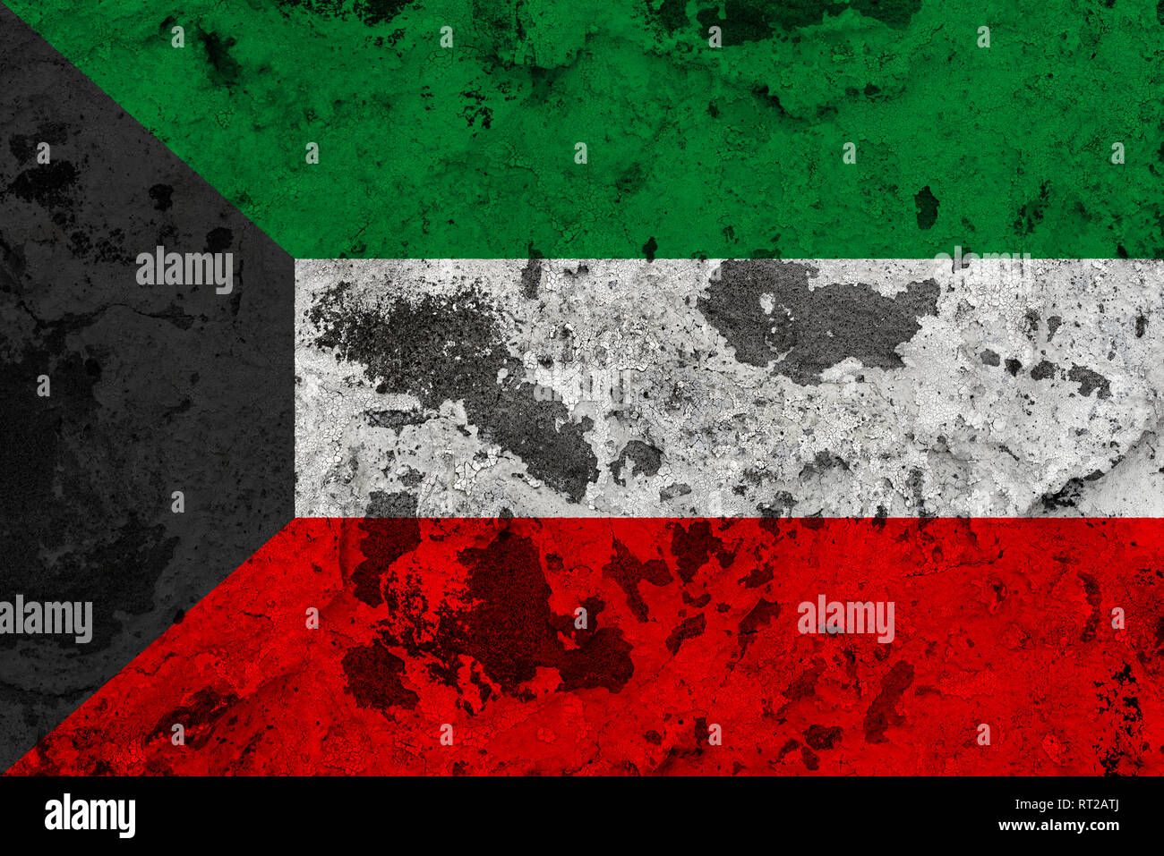 Kuwait flag on old wall. Patriotic grunge background. National flag of ...