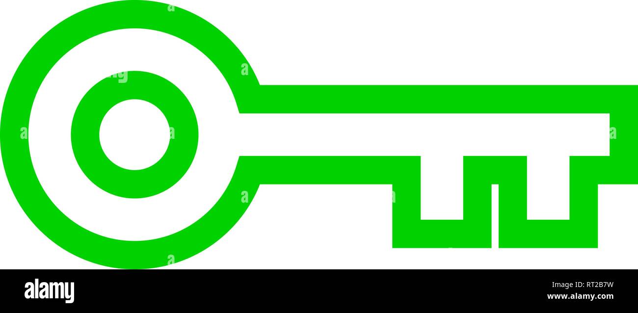Key symbol icon - green simple outline, isolated - vector illustration ... Key symbol icon - green simple outline, isolated - vector illustration ...