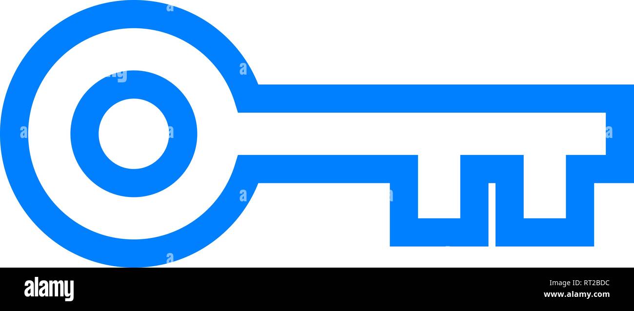 Key symbol icon - blue simple outline, isolated - vector illustration ...