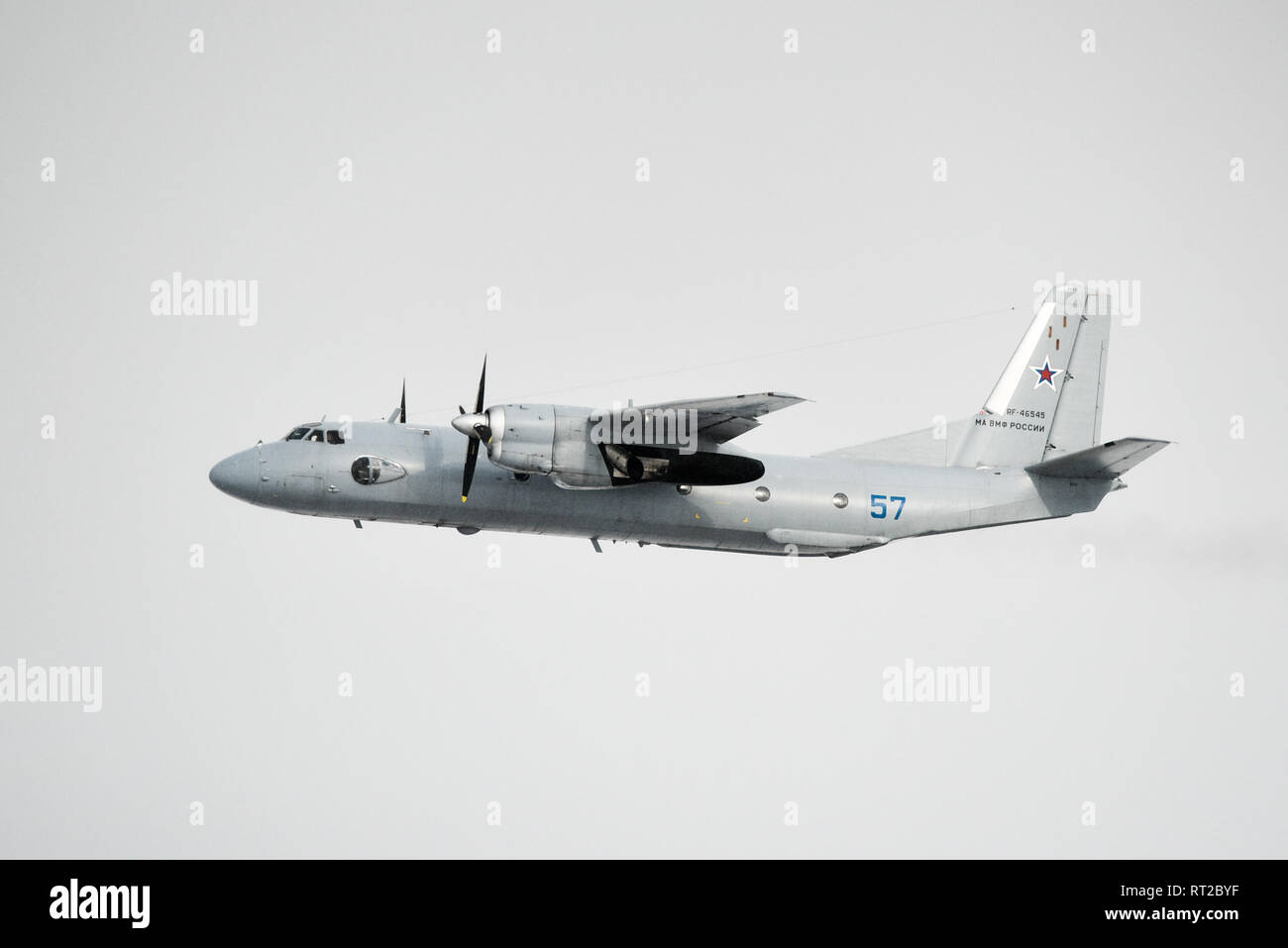 Moscow, Russia - 26 Feb, 2018: Russian Antonov An-26 Curl military ...