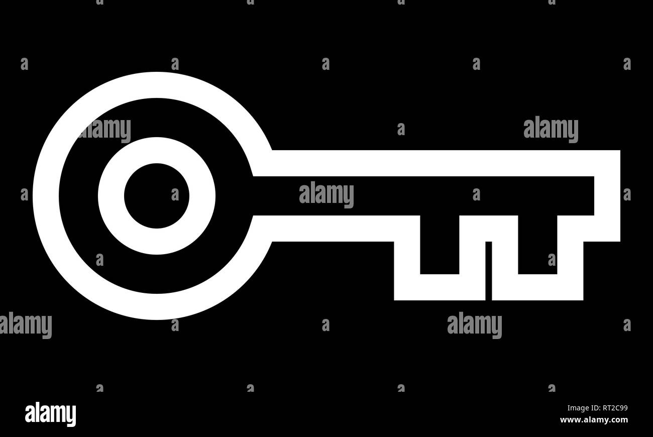 Key symbol icon - white simple outline, isolated - vector illustration ...