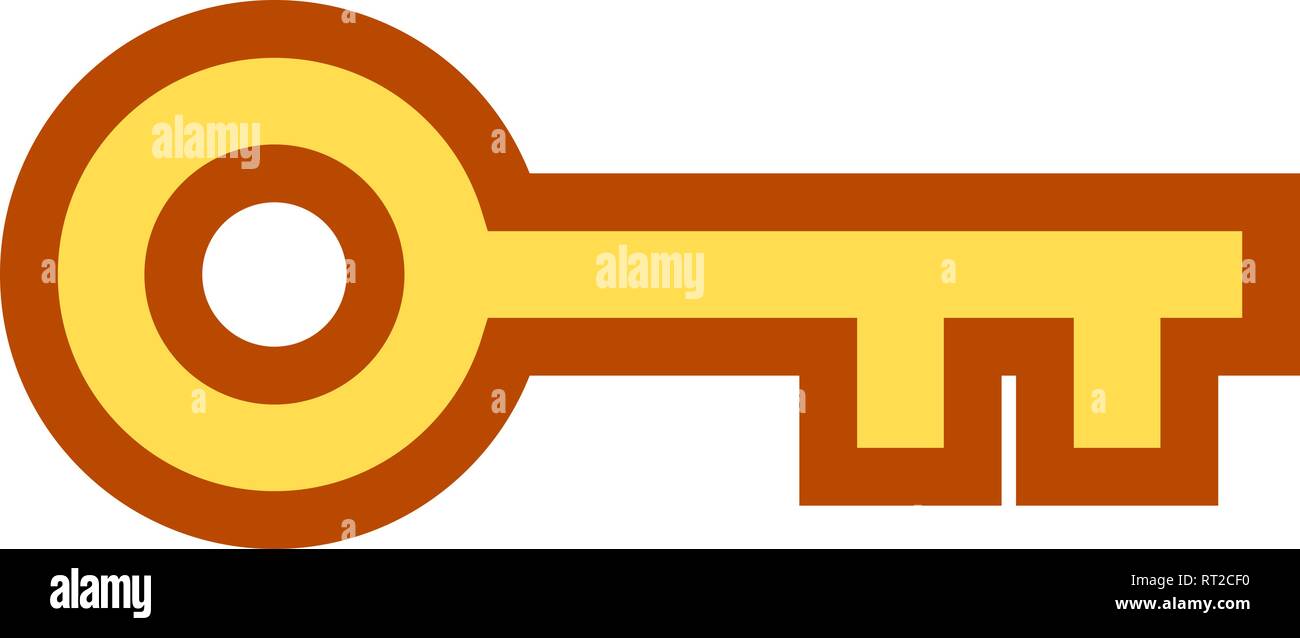 Key symbol icon - orange with outline, isolated - vector illustration ...