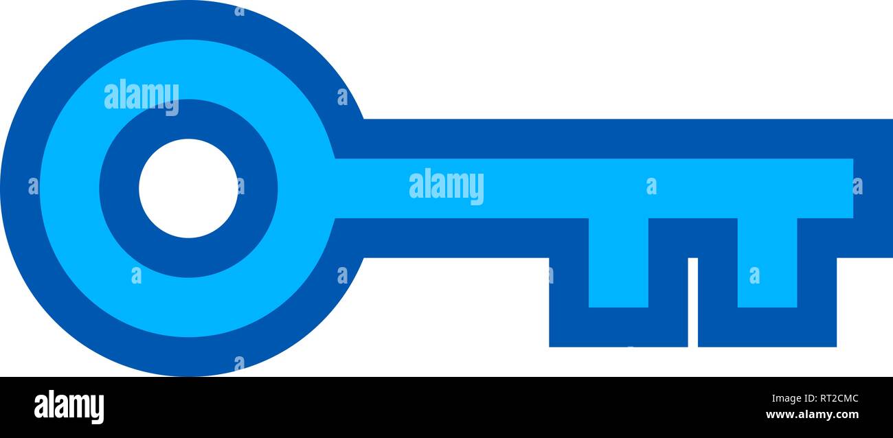 Key symbol icon - blue with outline, isolated - vector illustration ...