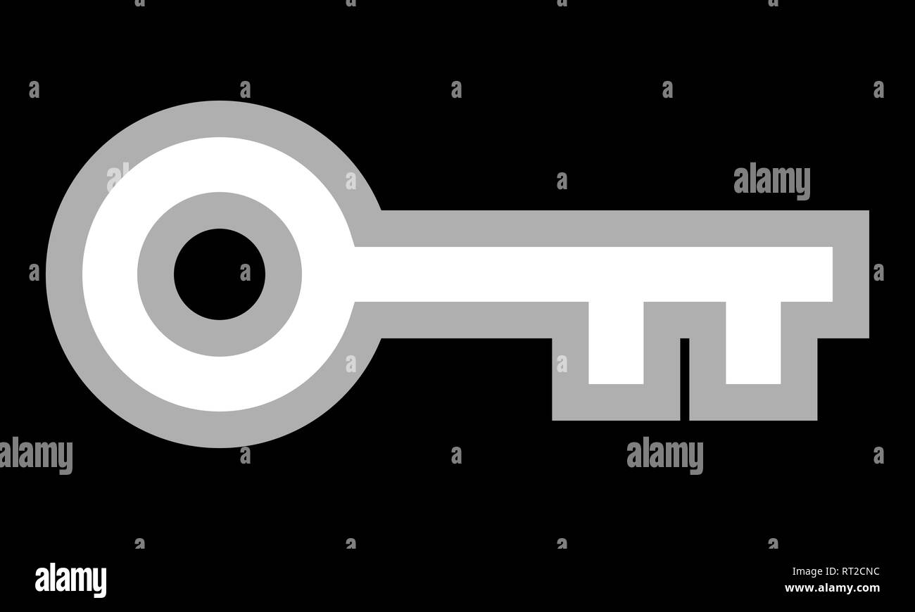 Key symbol icon - white with outline, isolated - vector illustration ...