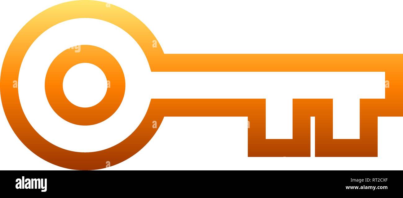 Key symbol icon - orange gradient outline, isolated - vector ...