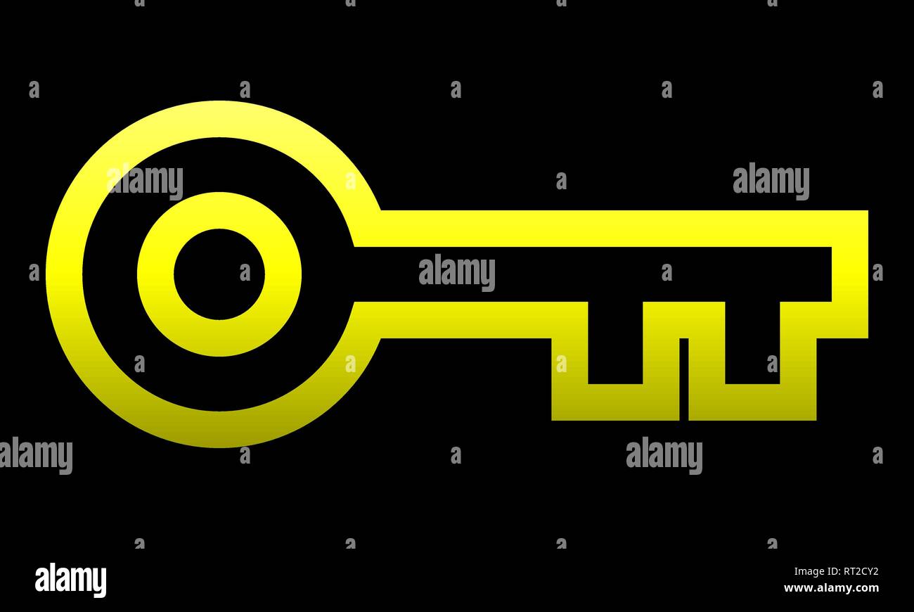 Key symbol icon - yellow gradient outline, isolated - vector ...