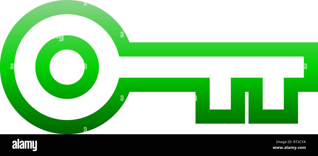 Key symbol icon - green gradient outline, isolated - vector ...