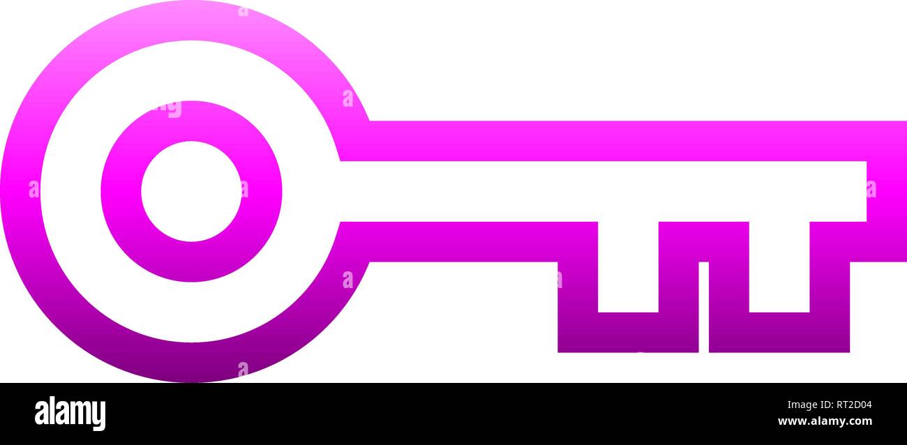 Key symbol icon - purple gradient outline, isolated - vector ...