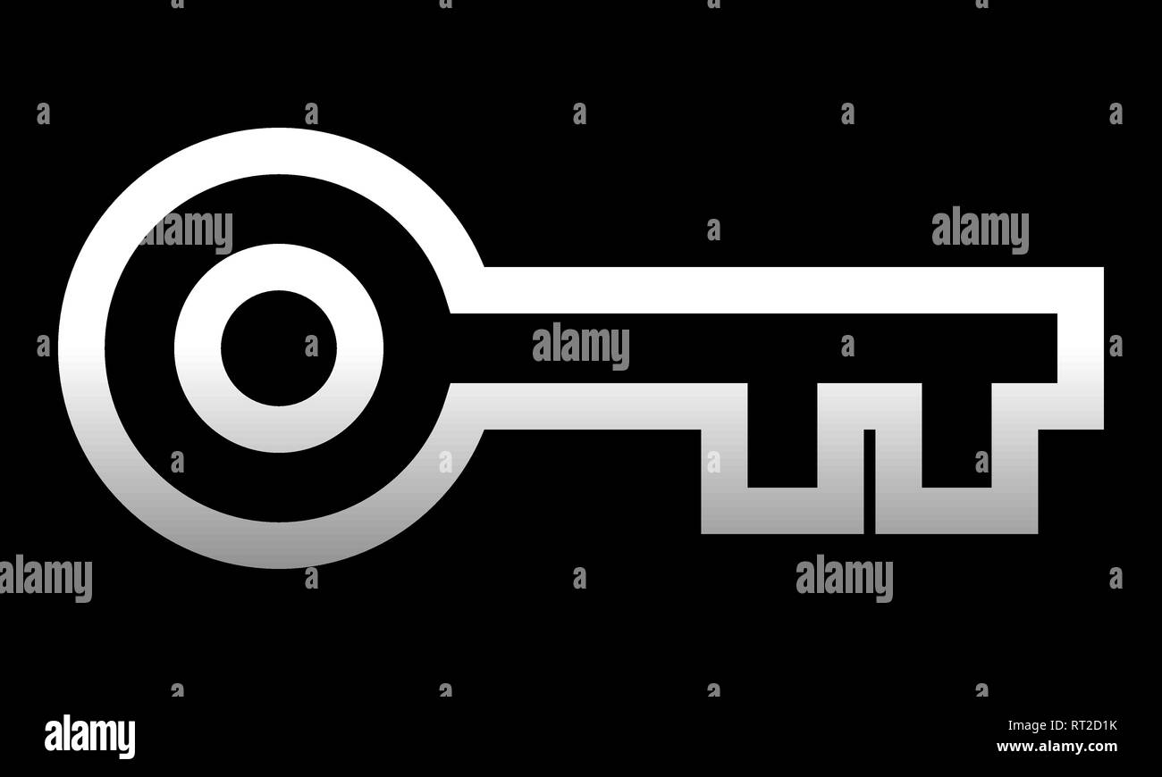 Key symbol icon - white gradient outline, isolated - vector ...