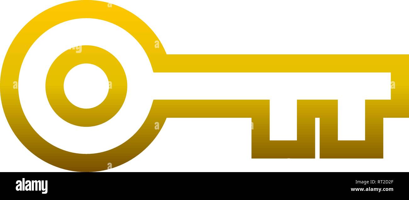 Key symbol icon - golden gradient outline, isolated - vector ...