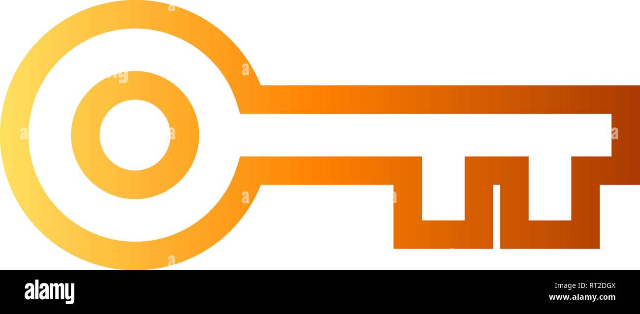 Key symbol icon - orange gradient outline, isolated - vector ...