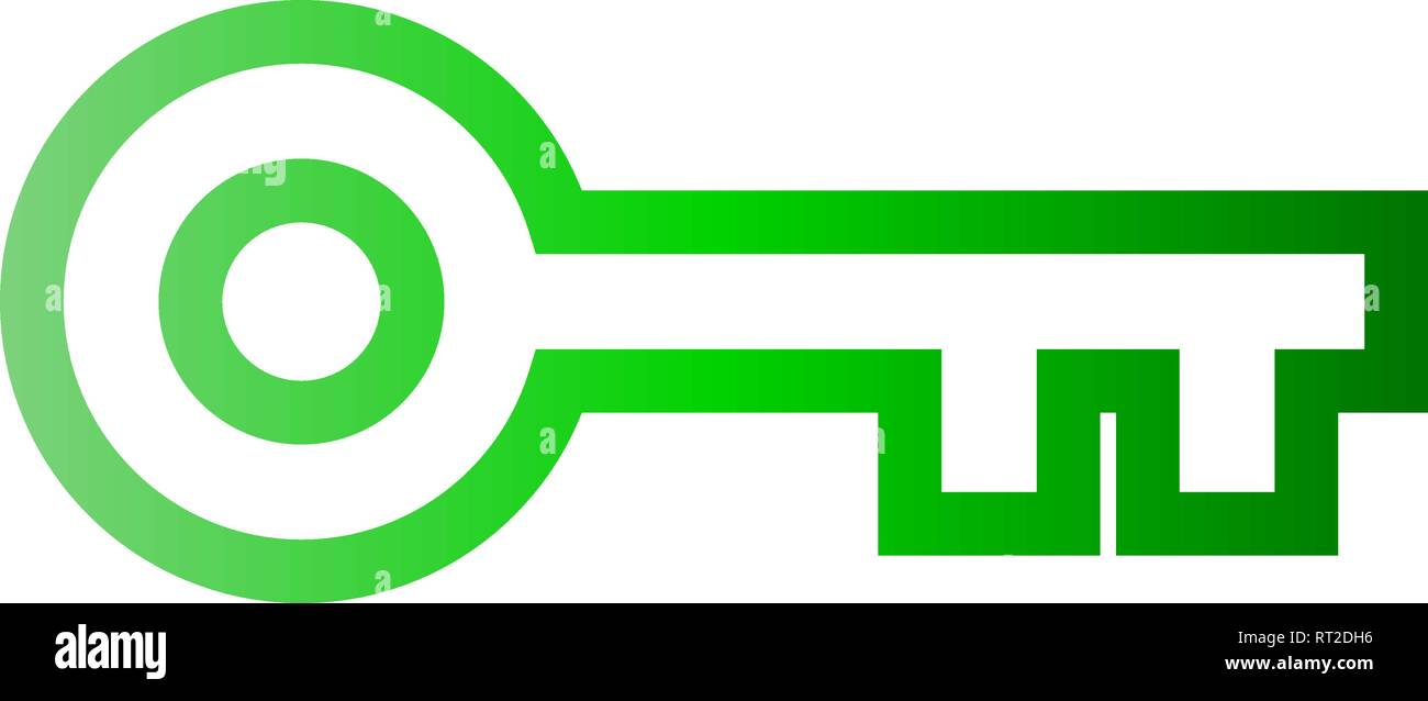 Key symbol icon - green gradient outline, isolated - vector ...