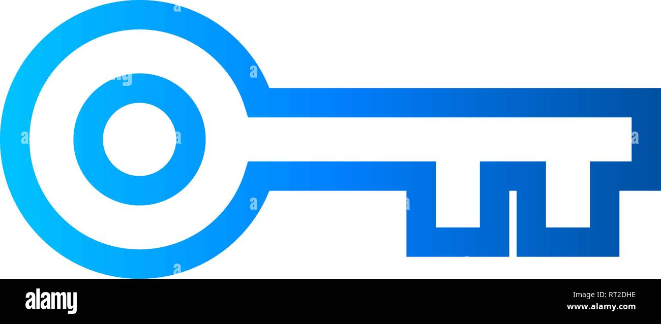 Key symbol icon - blue gradient outline, isolated - vector illustration ...