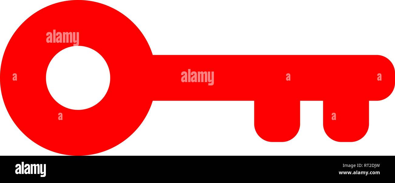 Key symbol icon - red simple, isolated - vector illustration Stock ...