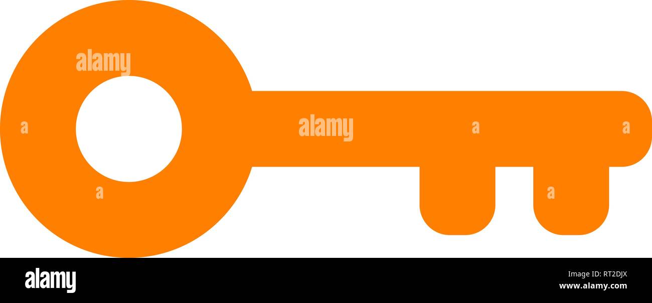 Key symbol icon - orange simple, isolated - vector illustration Stock ...