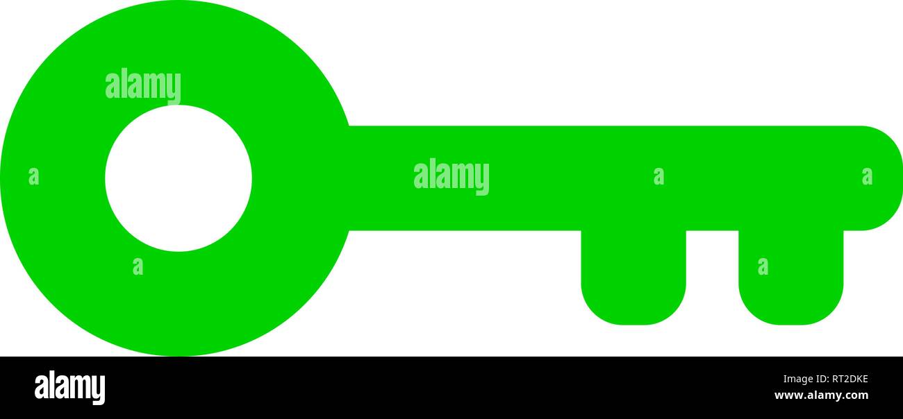 Key symbol icon - green simple, isolated - vector illustration Stock ...