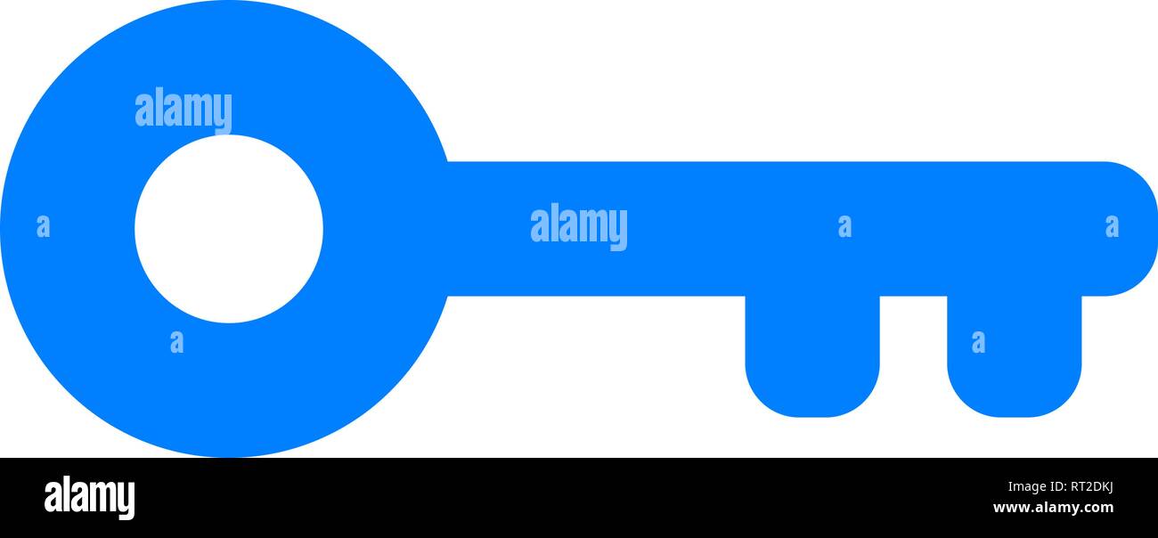 Key symbol icon - blue simple, isolated - vector illustration Stock ...