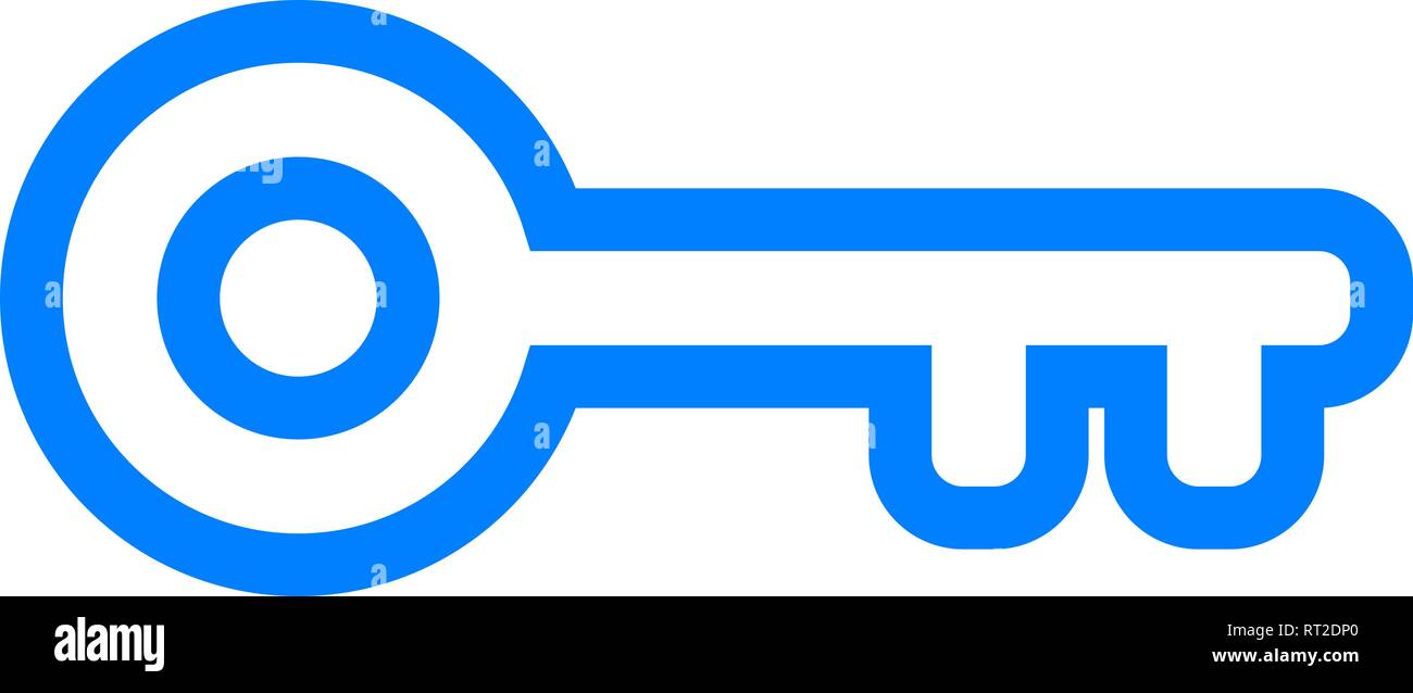 Key symbol icon - blue simple outline, isolated - vector illustration ...