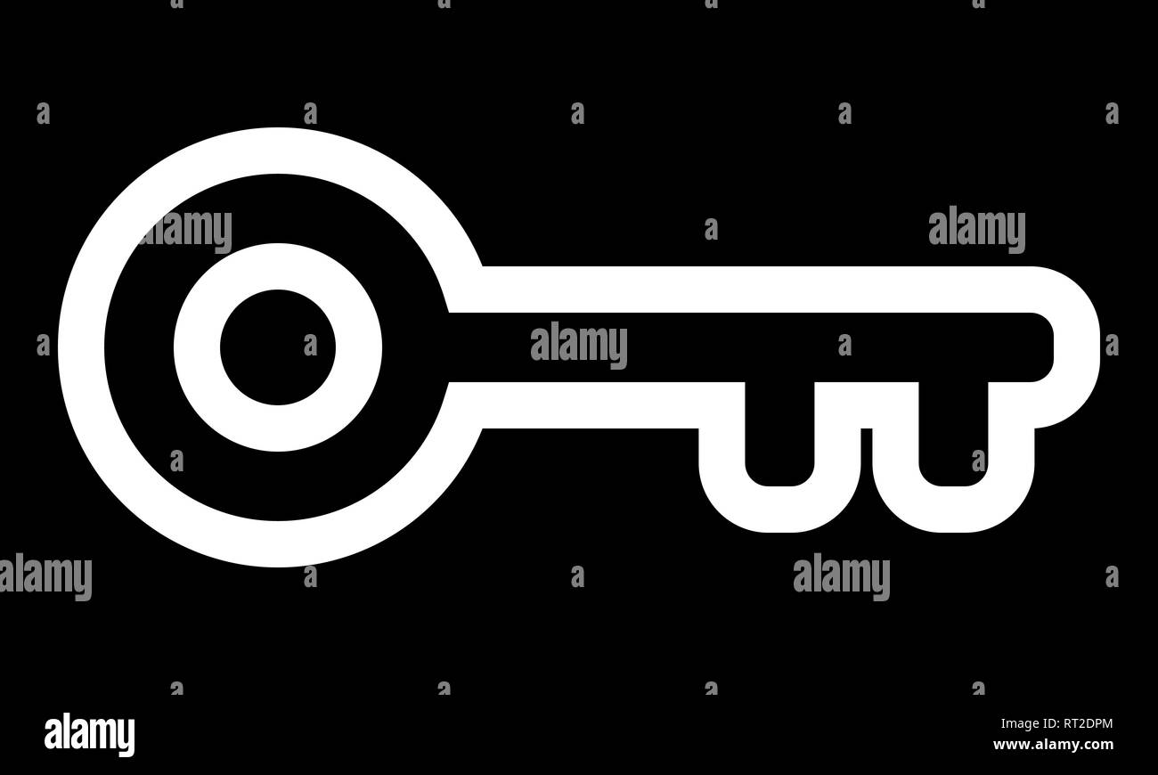 Key symbol icon - white simple outline, isolated - vector illustration ...