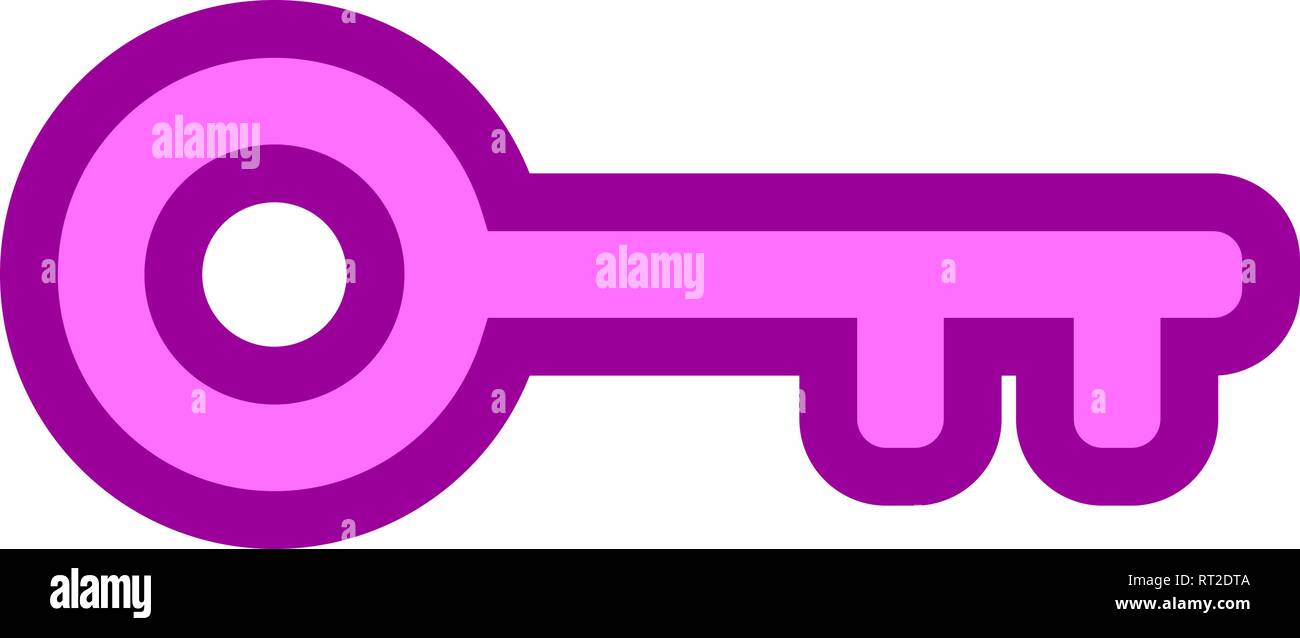 Key symbol icon - purple with outline, isolated - vector illustration ...