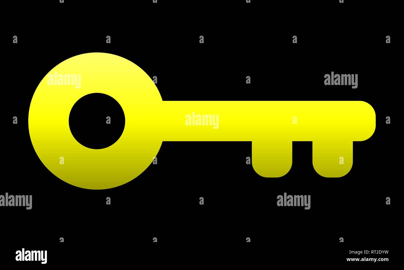 Key symbol icon - yellow gradient, isolated - vector illustration Stock ...