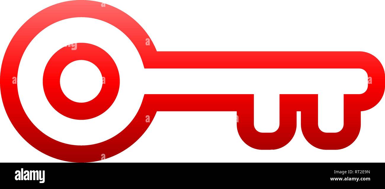 Key symbol icon - red gradient outline, isolated - vector illustration ...
