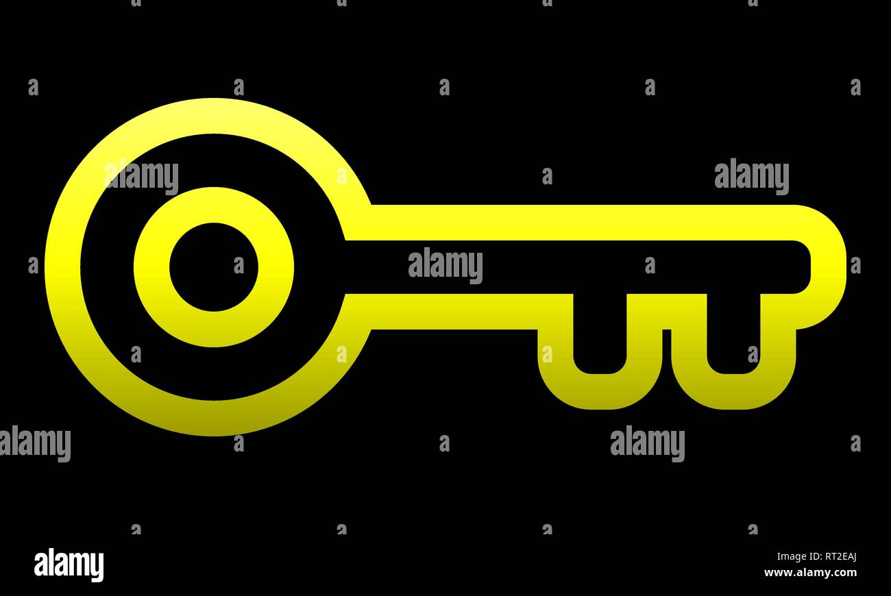 Key symbol icon - yellow gradient outline, isolated - vector ...