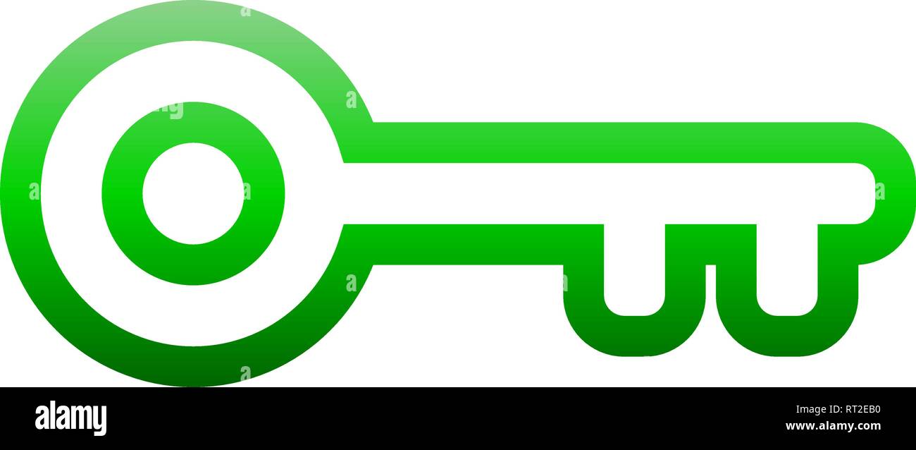 Key symbol icon - green gradient outline, isolated - vector ...