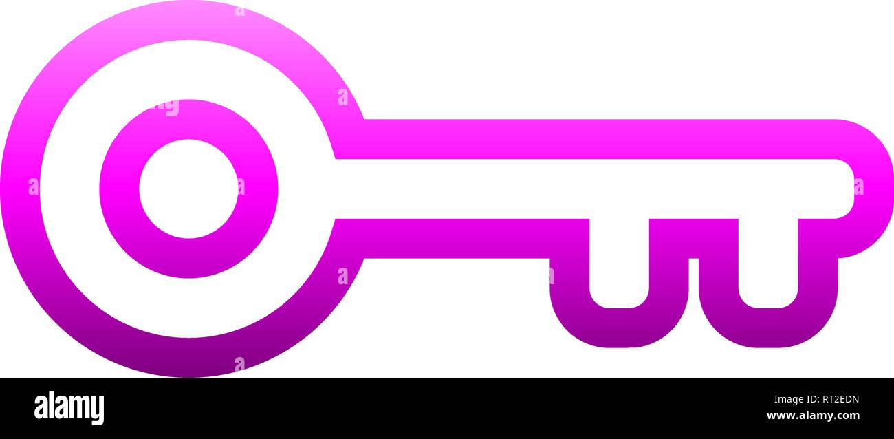 Key symbol icon - purple gradient outline, isolated - vector ...