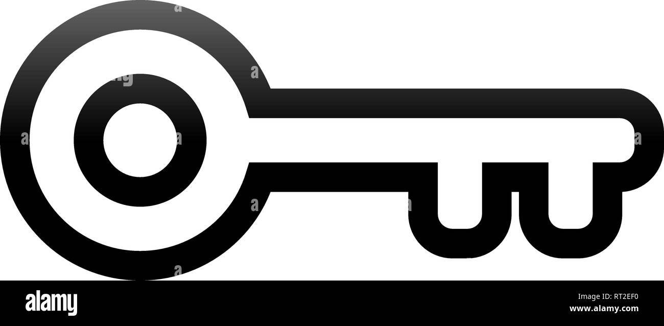 Key symbol icon - black gradient outline, isolated - vector ...