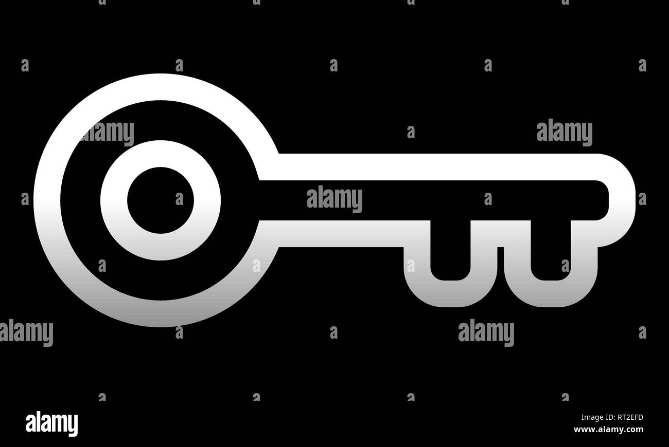 Key symbol icon - white gradient outline, isolated - vector ...